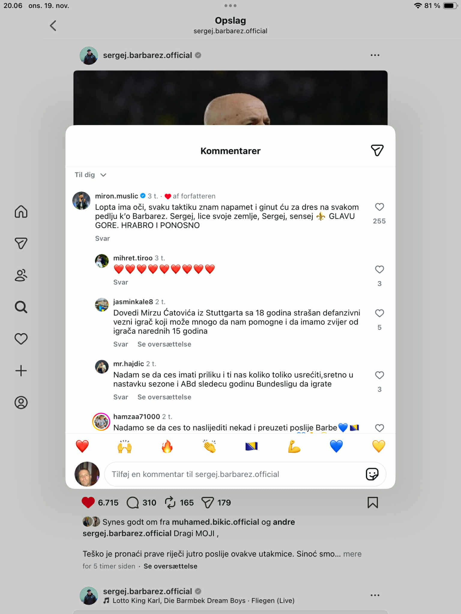 Barbarez je objavio post na Instagramu; ali komentar sjajnog Mirona ...